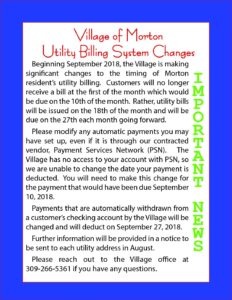 Utility Billing Changes Notice - Village of Morton | Morton Illinois