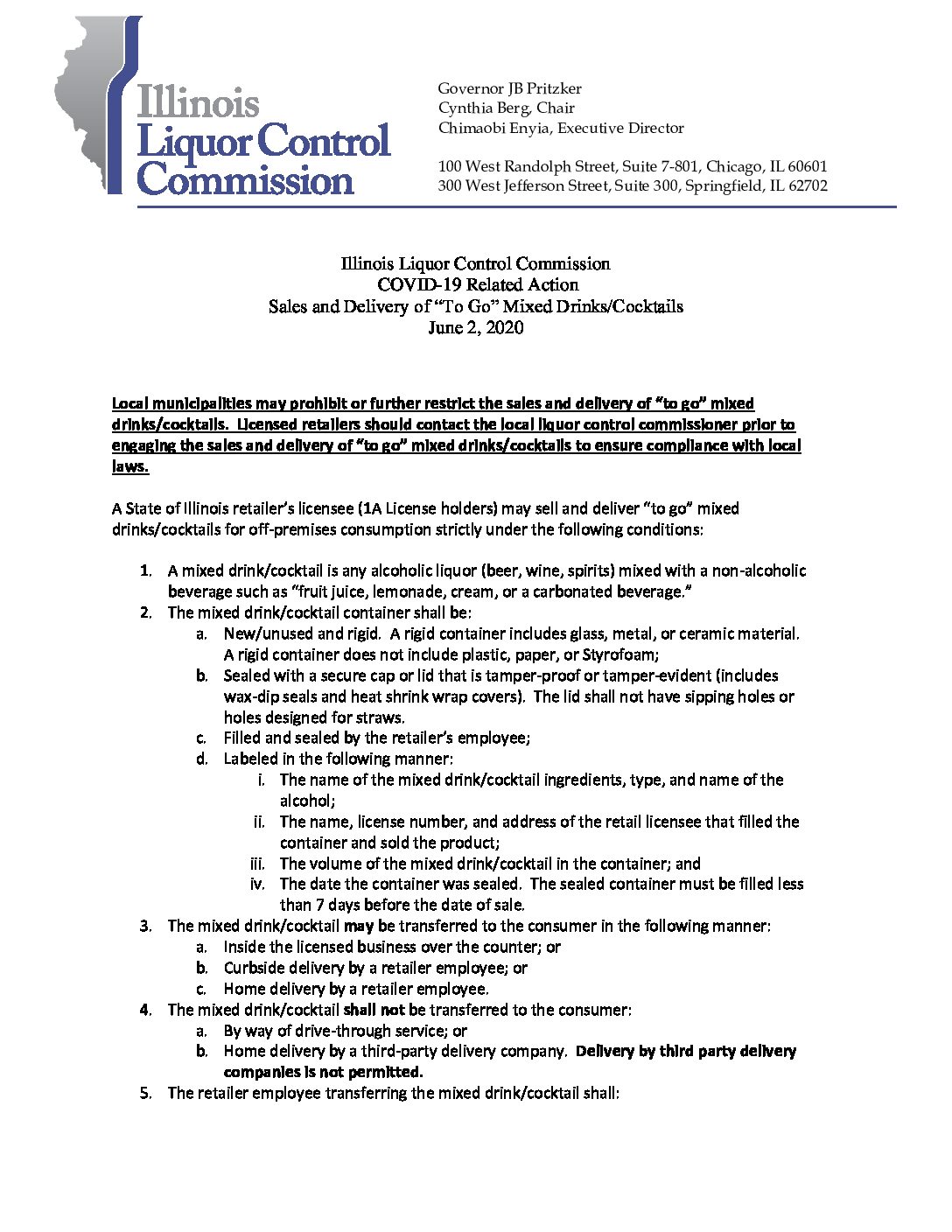 Illinois Liquor Control Commission Rules for Sale of To Go Mixed Drinks ...